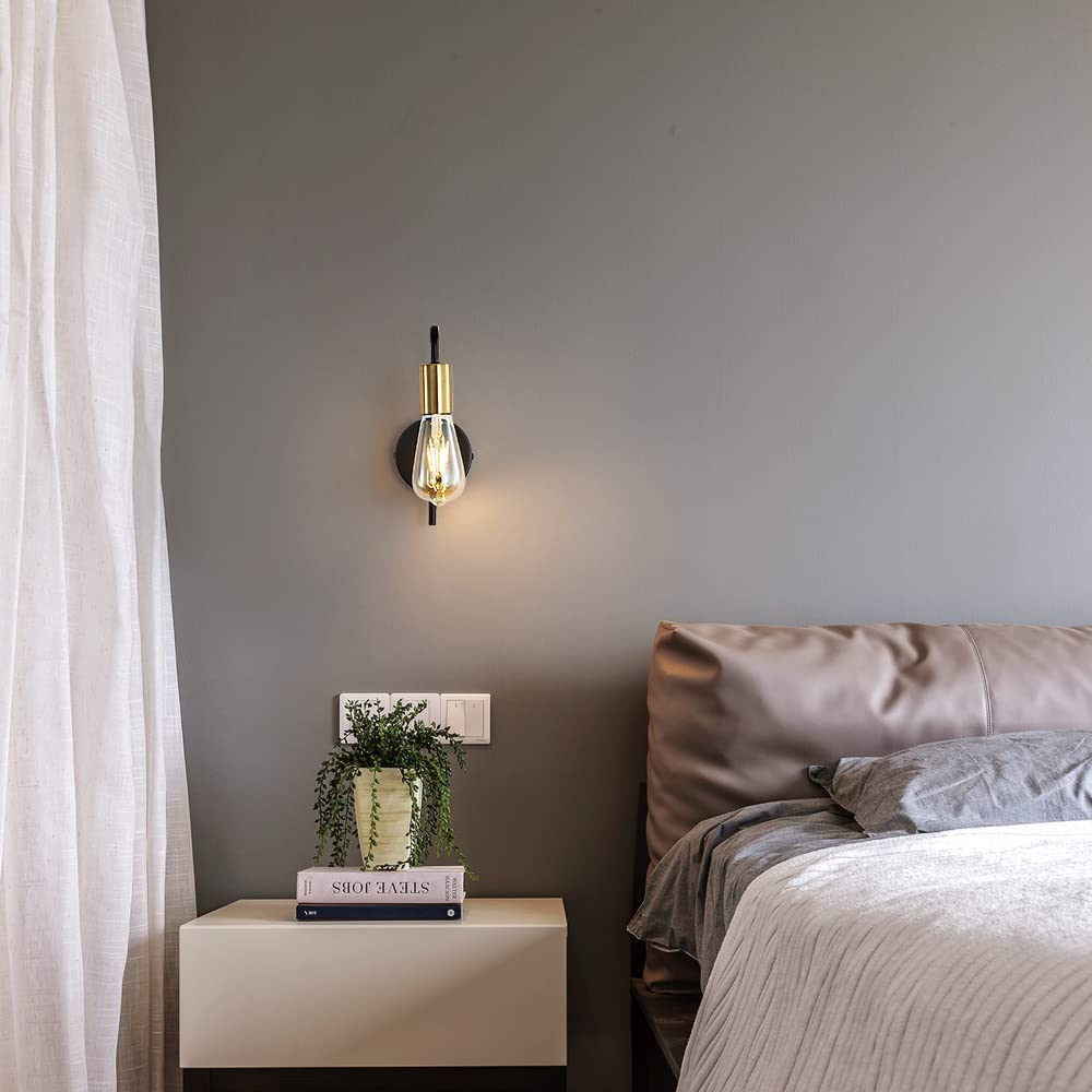 Set 2 aplice vintage, Comely, Metal, 25 x 15cm, E27, Auriu/Negru - eMAG.ro