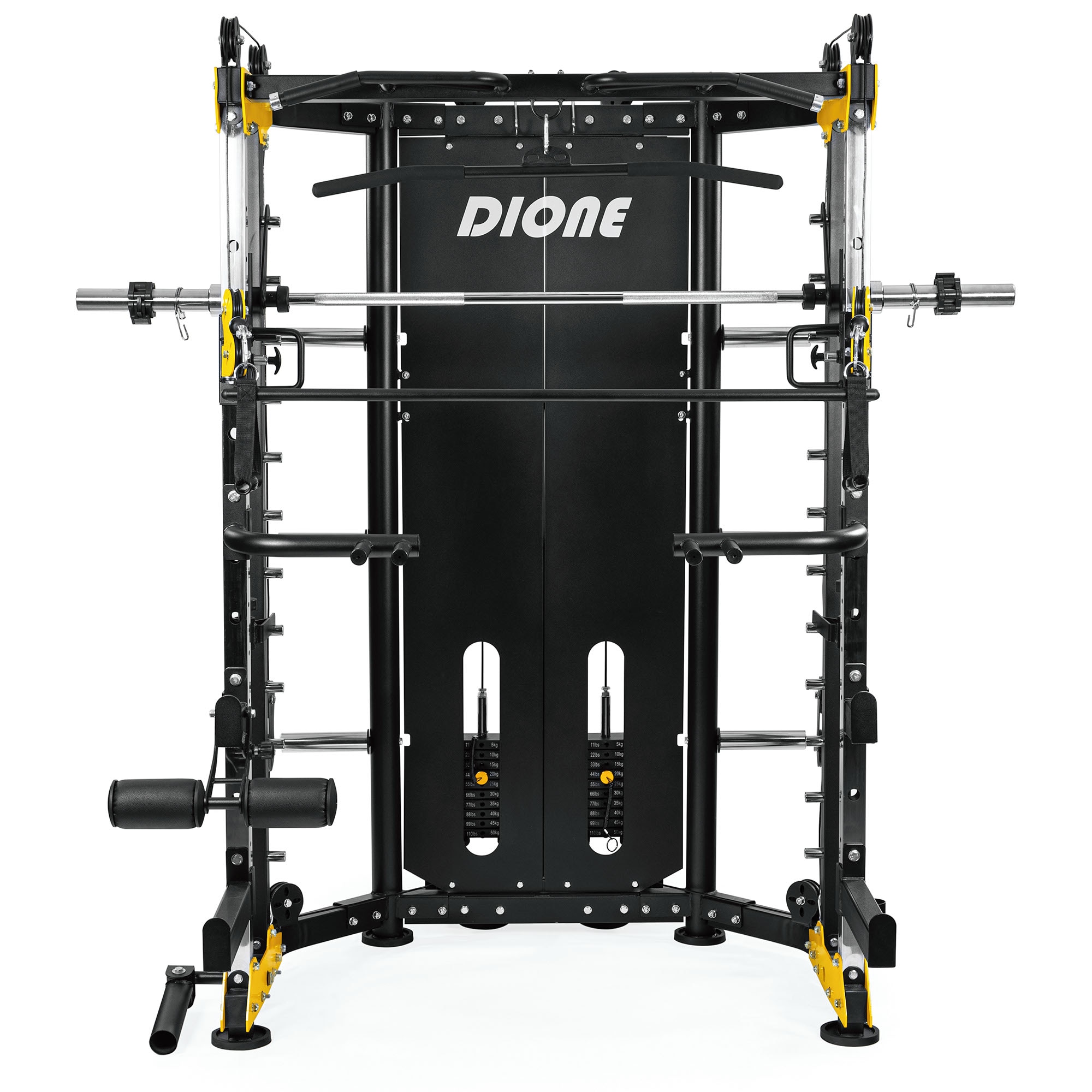 Aparat Fitness Smith Machine, Dione, 140x210x220cm, Negru/Galben - eMAG.ro