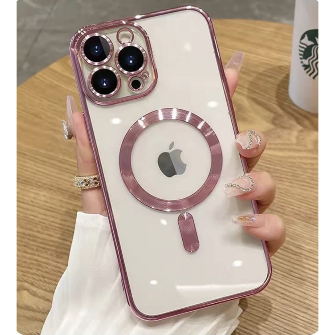 Husa din silicon cu margini metalizate Ultra-Soft, Luxury Magsafe ...