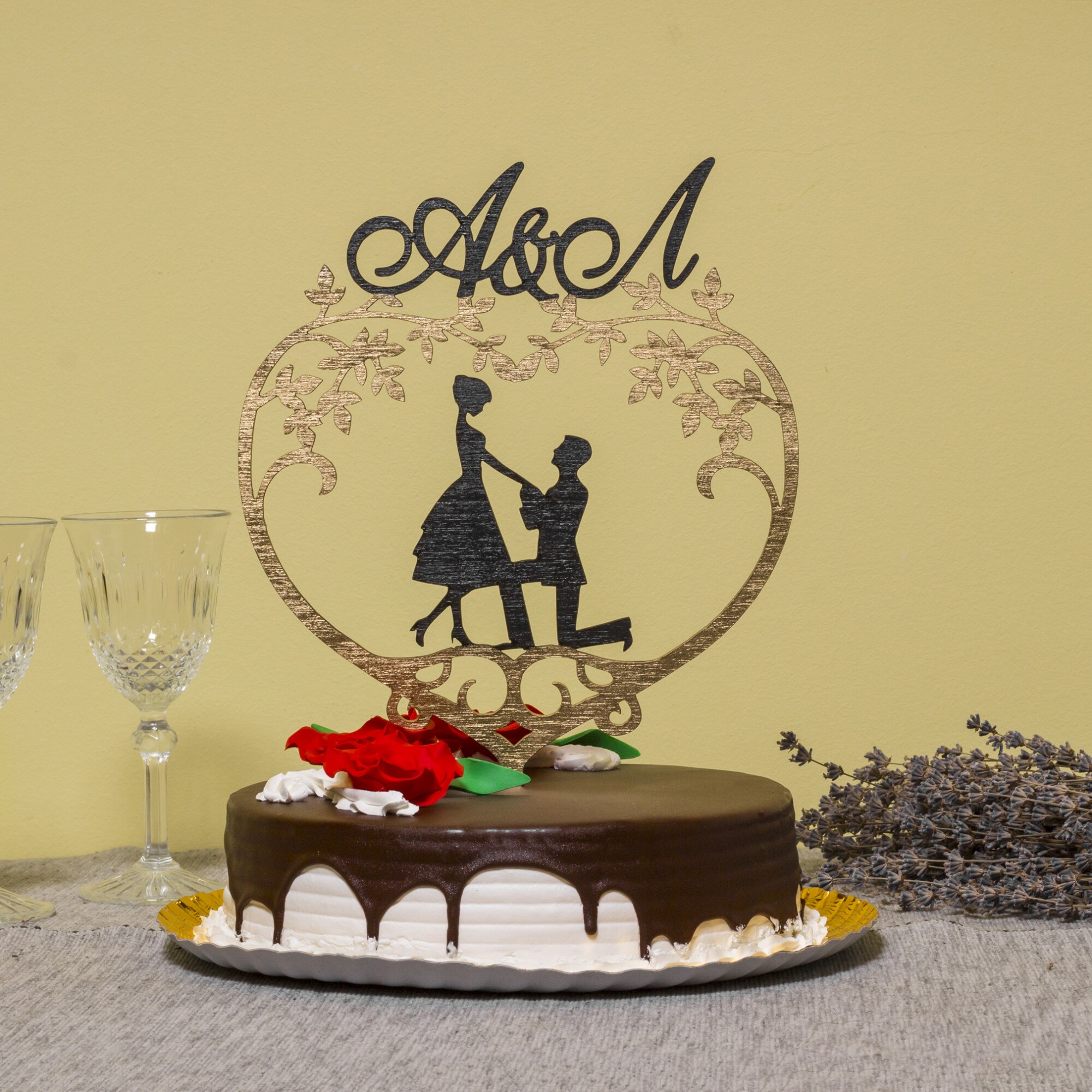 Topper nunta personalizat cu initiale 22x30 - eMAG.ro