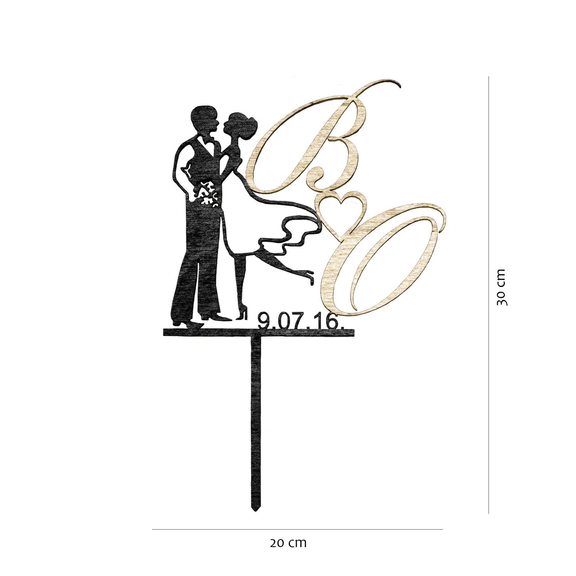 Topper nunta personalizat cu initiale 20x30 - eMAG.ro