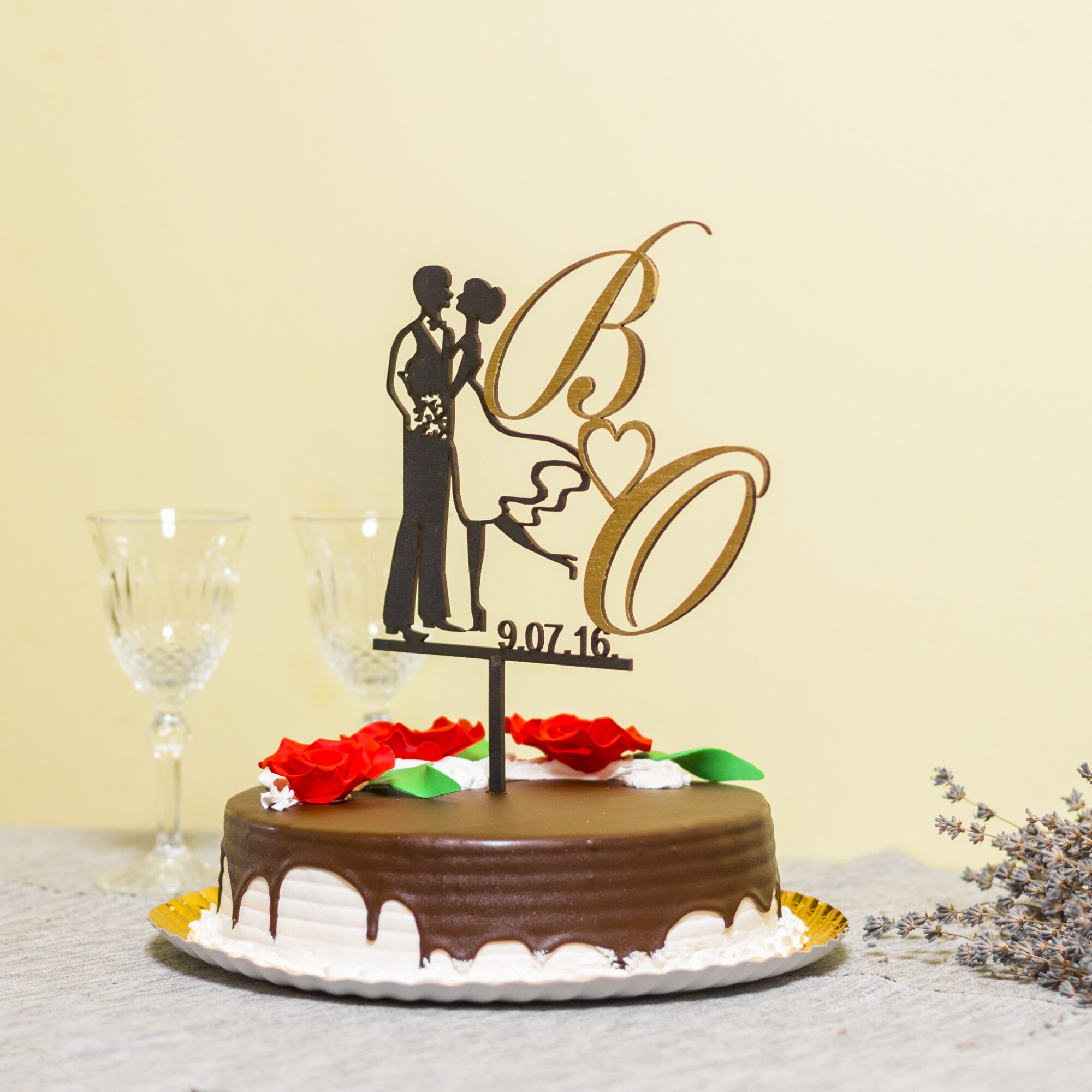 Topper nunta personalizat cu initiale 20x30 - eMAG.ro