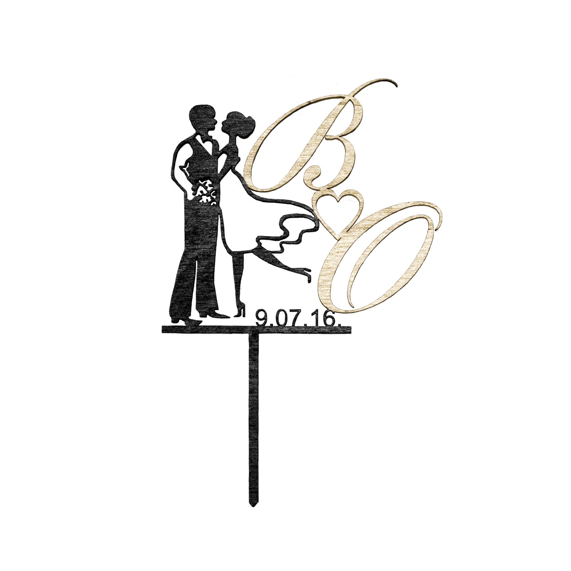 Topper nunta personalizat cu initiale 20x30 - eMAG.ro