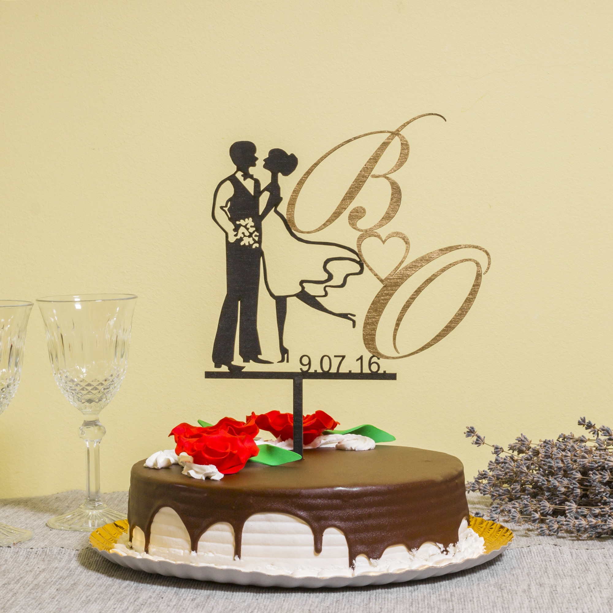 Topper nunta personalizat cu initiale 20x30 - eMAG.ro