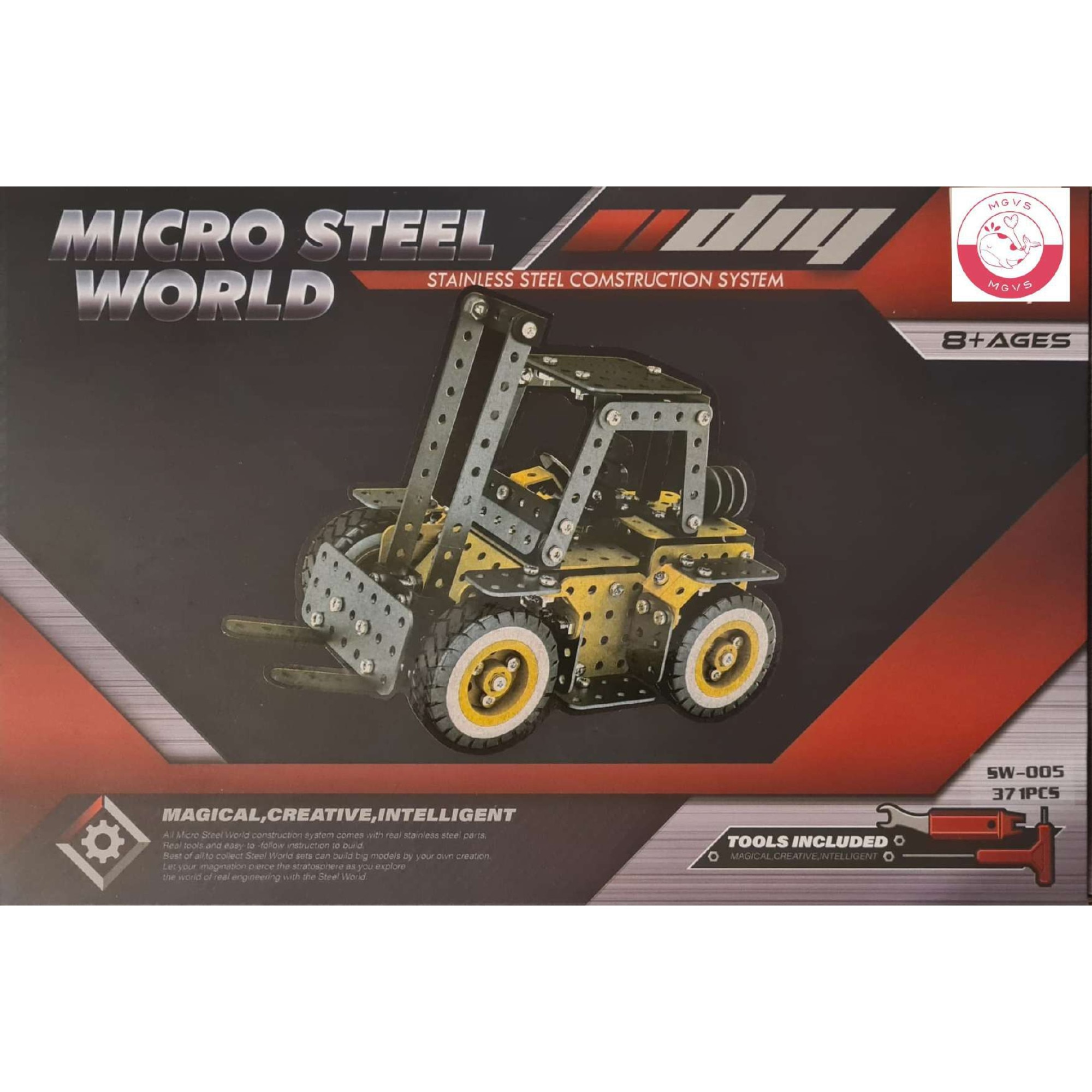 Set de constructie metalic, in forma de Stivuitor, 371 piese, pentru ...