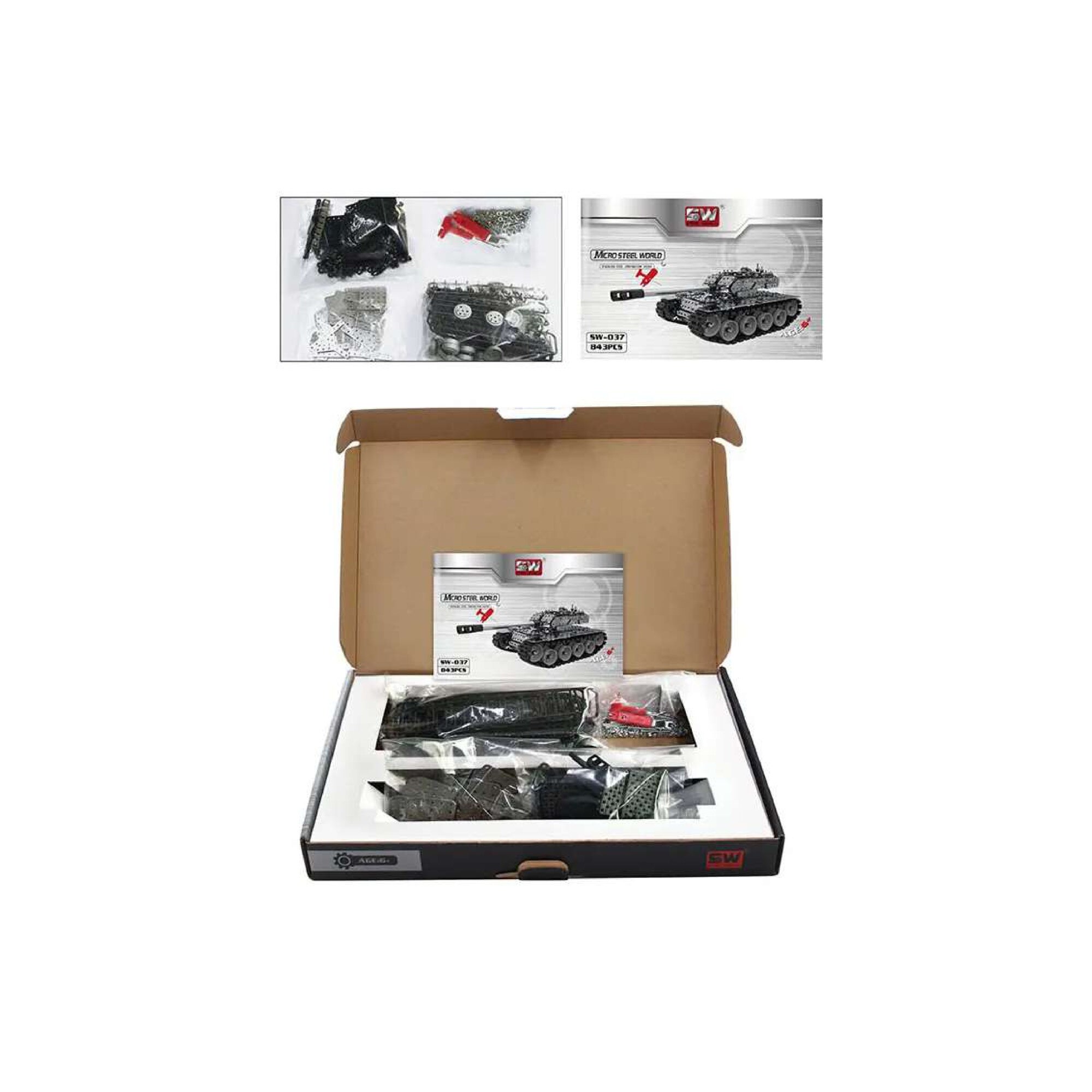 Метален конструктивен комплект, във формата на Танк, 843 части, за деца и възрастни ...