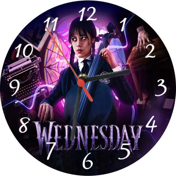 Ceas sticla rotund 18cm personalizat Wednesday model 3 - eMAG.ro