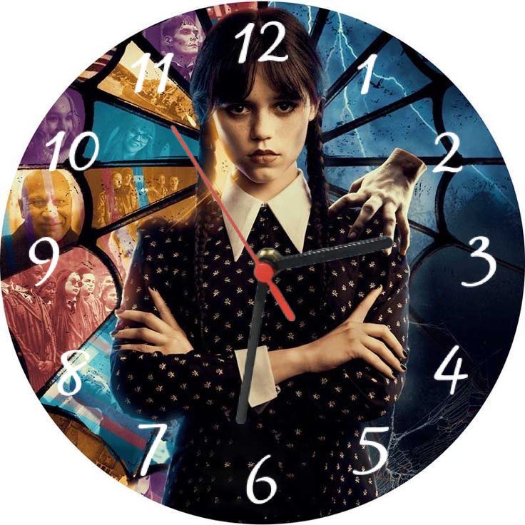 Ceas sticla rotund 18cm personalizat Wednesday model 6 - eMAG.ro