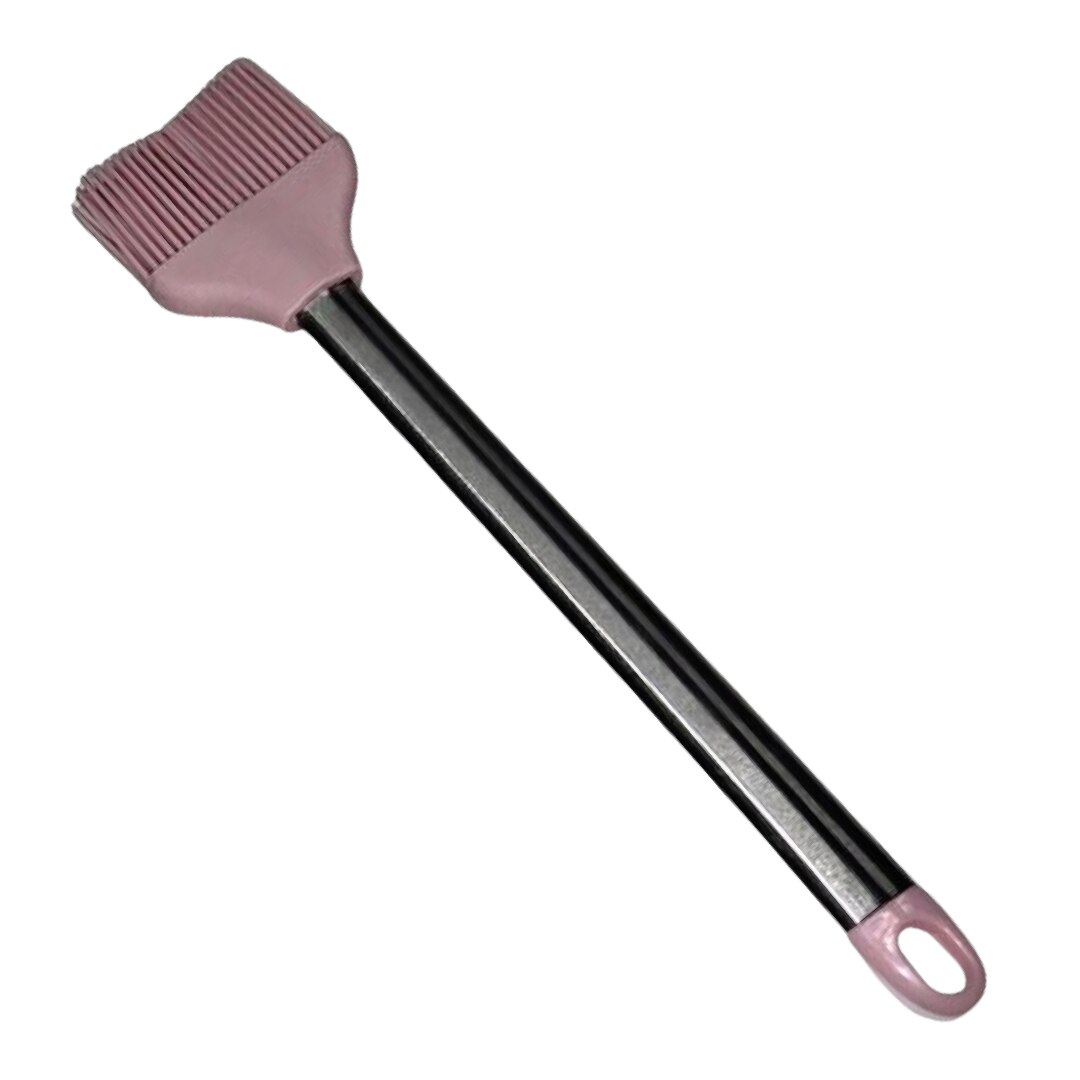 Pensula din silicon pentru Bucatarie, maner inox, Roz pal - eMAG.ro
