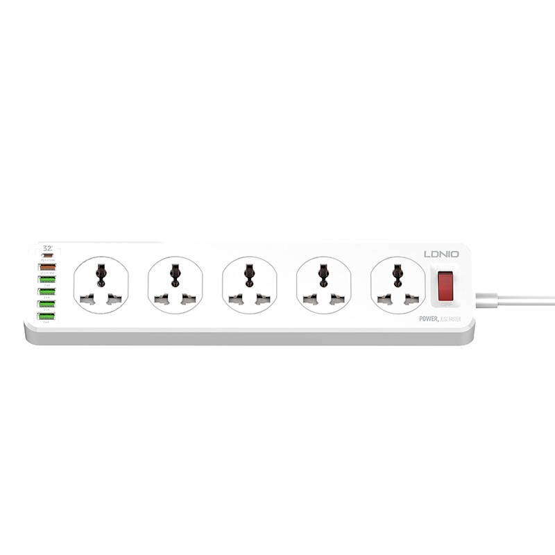 Prelungitor cu priza multipla 10 intrari AC, 5x USB, 1x USB-C, 2500W ...