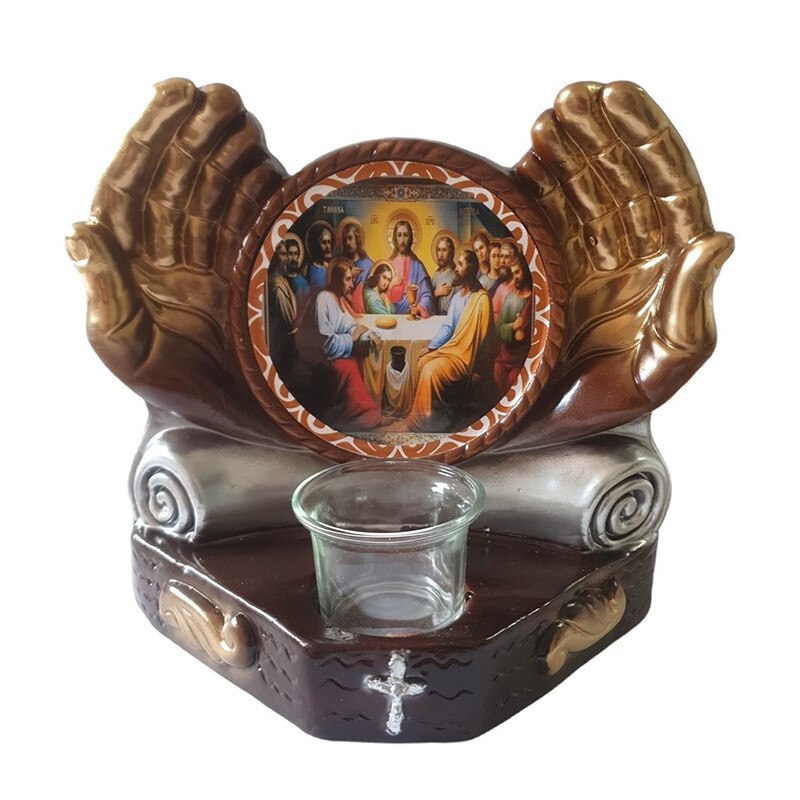 Candela cu doua maini, Cina cea de Taina, 21 cm, GXL017 - eMAG.ro