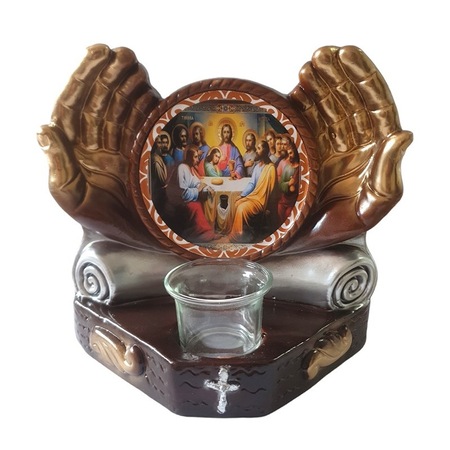 Candela cu doua maini, Cina cea de Taina, 21 cm, GXL017 - eMAG.ro