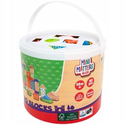Cuburi de constructie, Mini Matters, Lemn, Multicolor, 18 luni+ - eMAG.ro