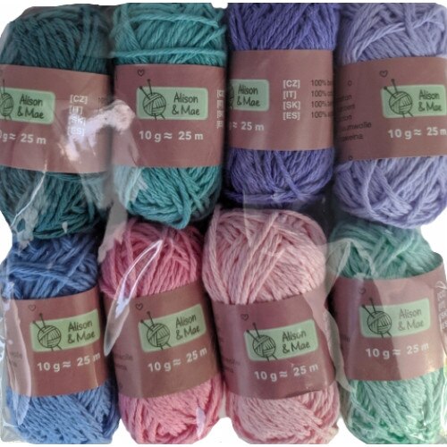 Set de crosetat, Alison & Mae, Bumbac, 8 ghemuri si 6 crosete ...