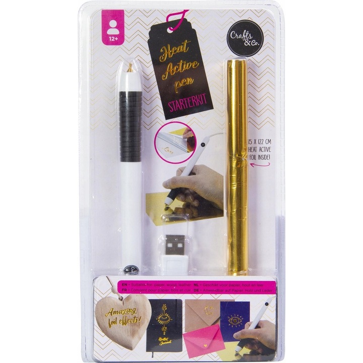 Set de gravat cu foi de aur, Crafts&Co, 12x122 mm, 12+ - eMAG.ro