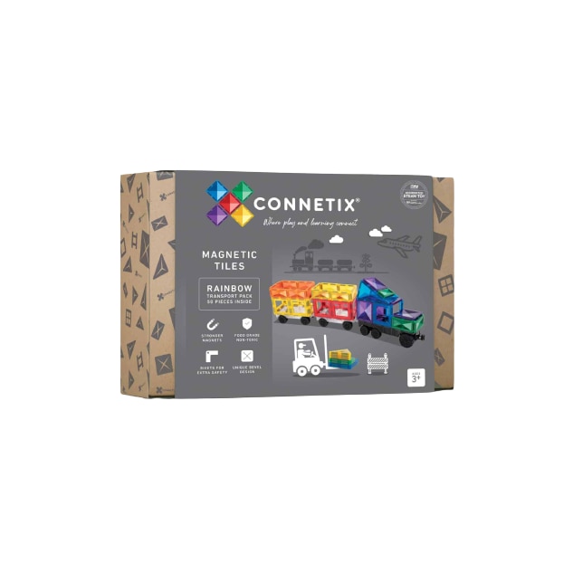 Set de constructie 50 piese Rainbow Transport Pack Connetix - eMAG.ro