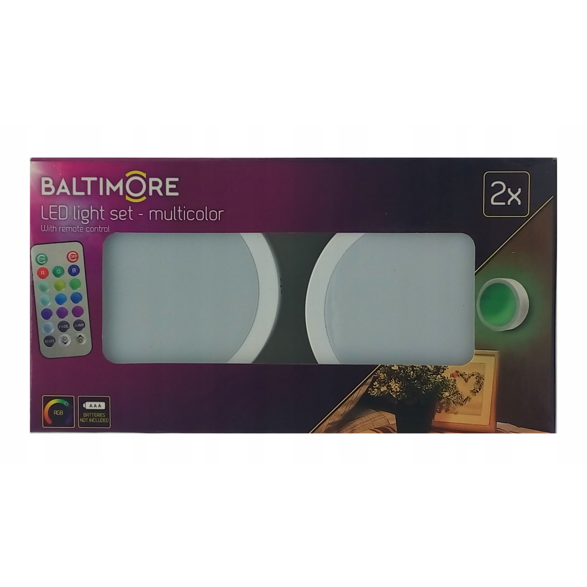 Set 2 spoturi LED cu telecomanda, Baltimore, 3 x baterii AAA, Alb - eMAG.ro