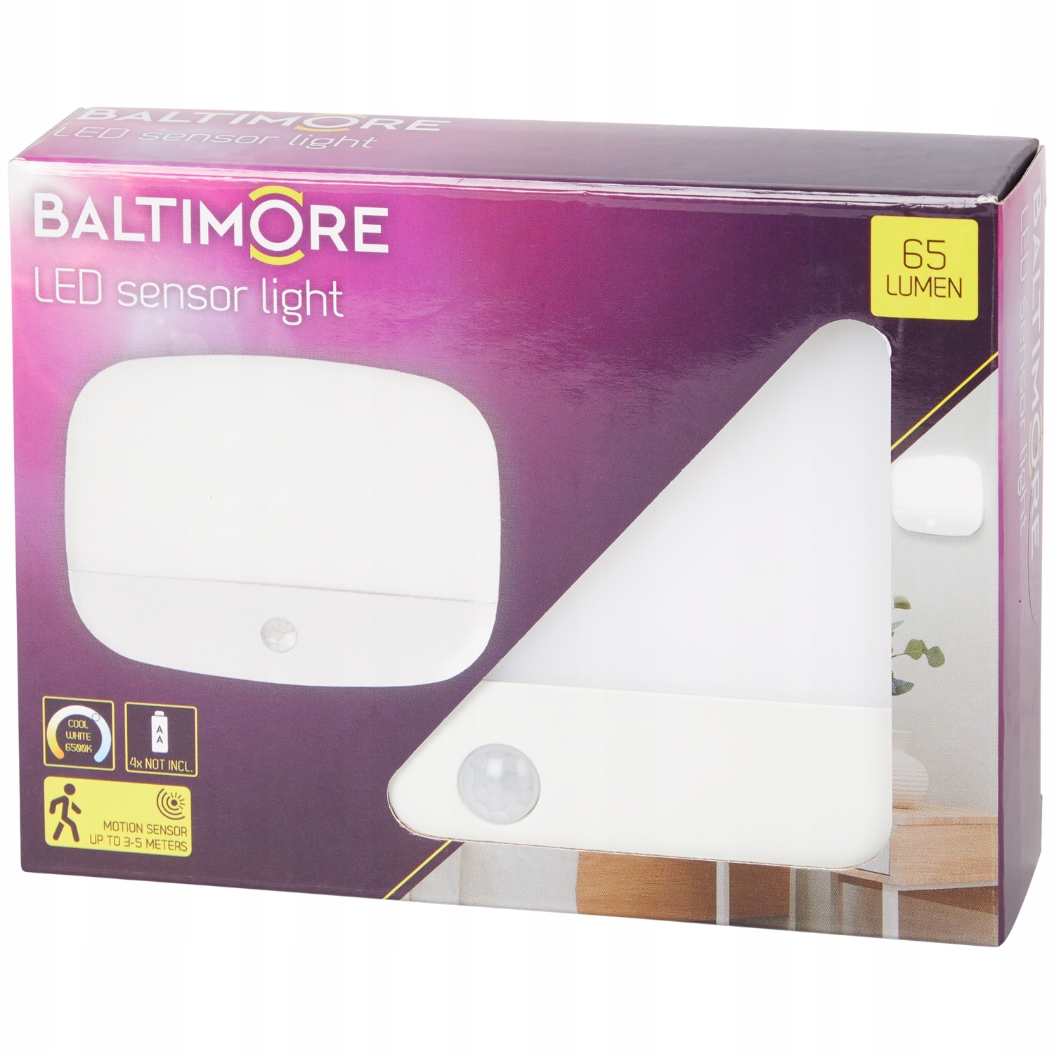 Светлина със сензор за движение, Baltimore, LED, 4 x AA, бяла - eMAG.bg