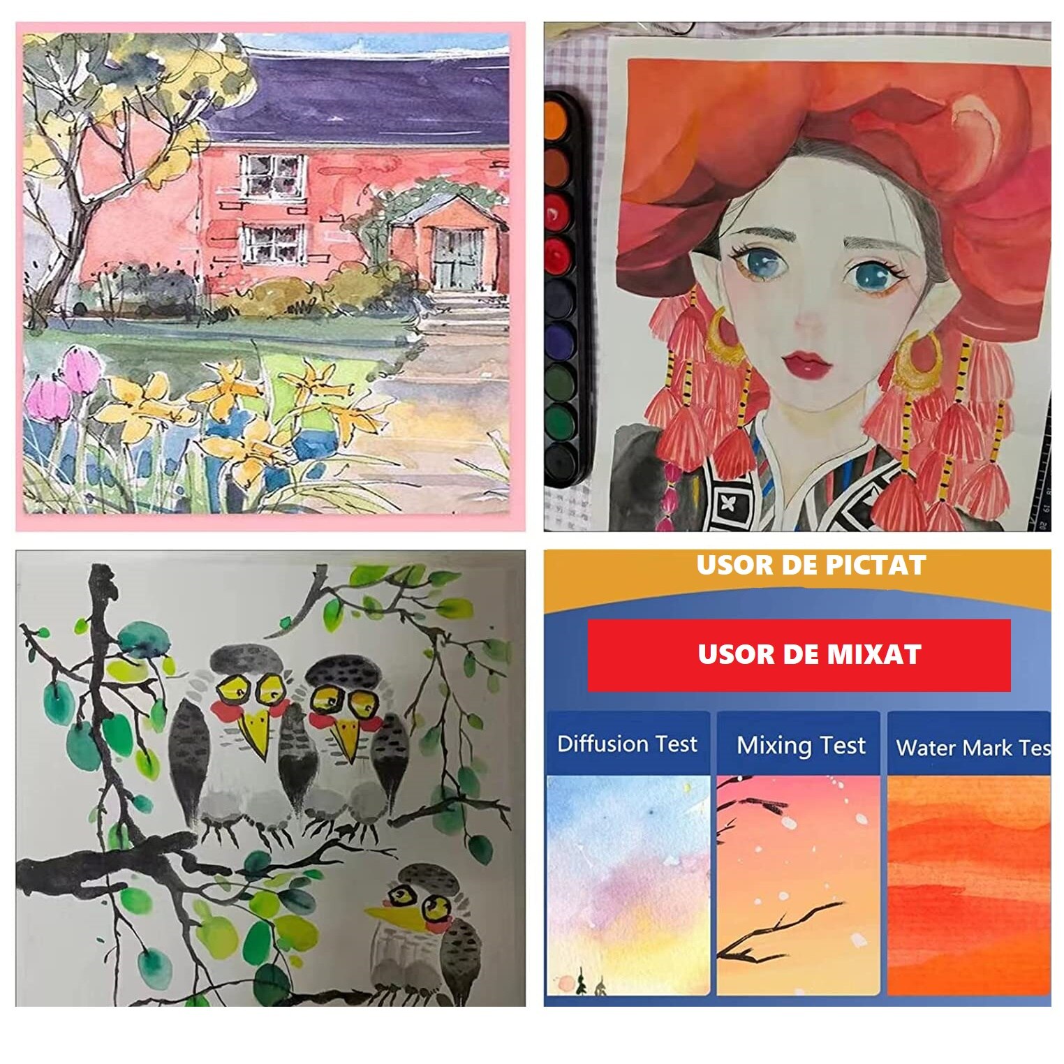 Acuarele 48 culori, Daco, pentru copii, adulti sau artisti, pensula cu ...