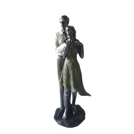 Statueta decorativa, Cuplu de Indragostiti, Argintiu, 21 cm, GXL009 ...