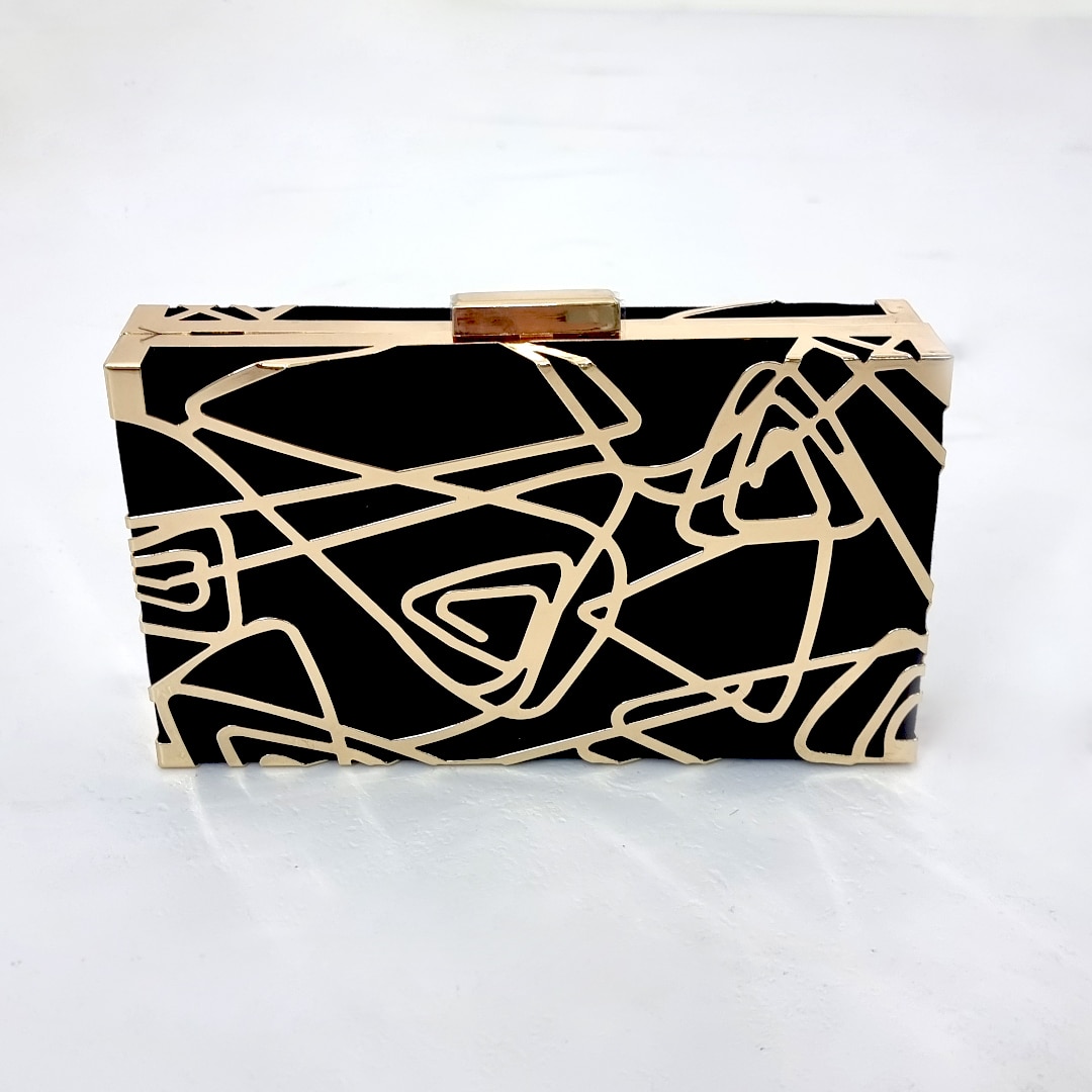 Poseta eleganta tip plic Melba, cu design abstract, inchidere ...