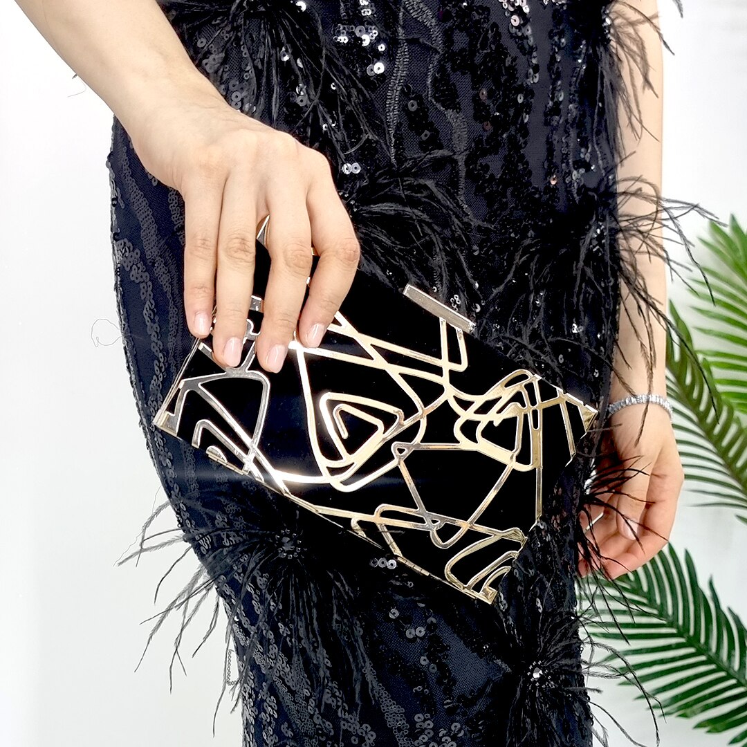 Poseta eleganta tip plic Melba, cu design abstract, inchidere ...