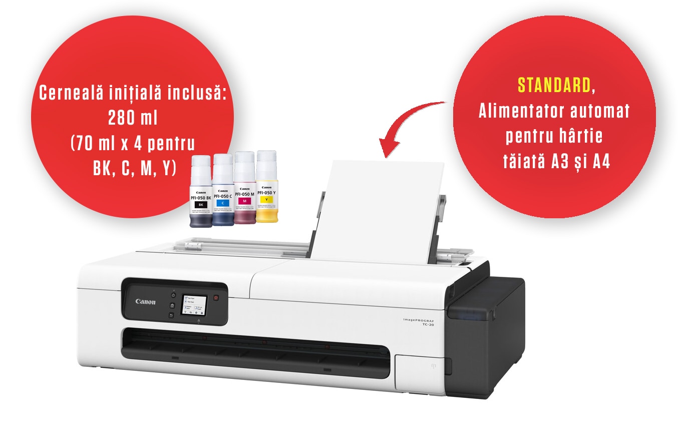 Imprimanta Canon imagePROGRAF TC-20 24", format A1, 4 culori, rezolutie ...