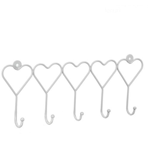 Cuier metalic, prindere pe perete, 5 agatatoare, alb, model cu ...