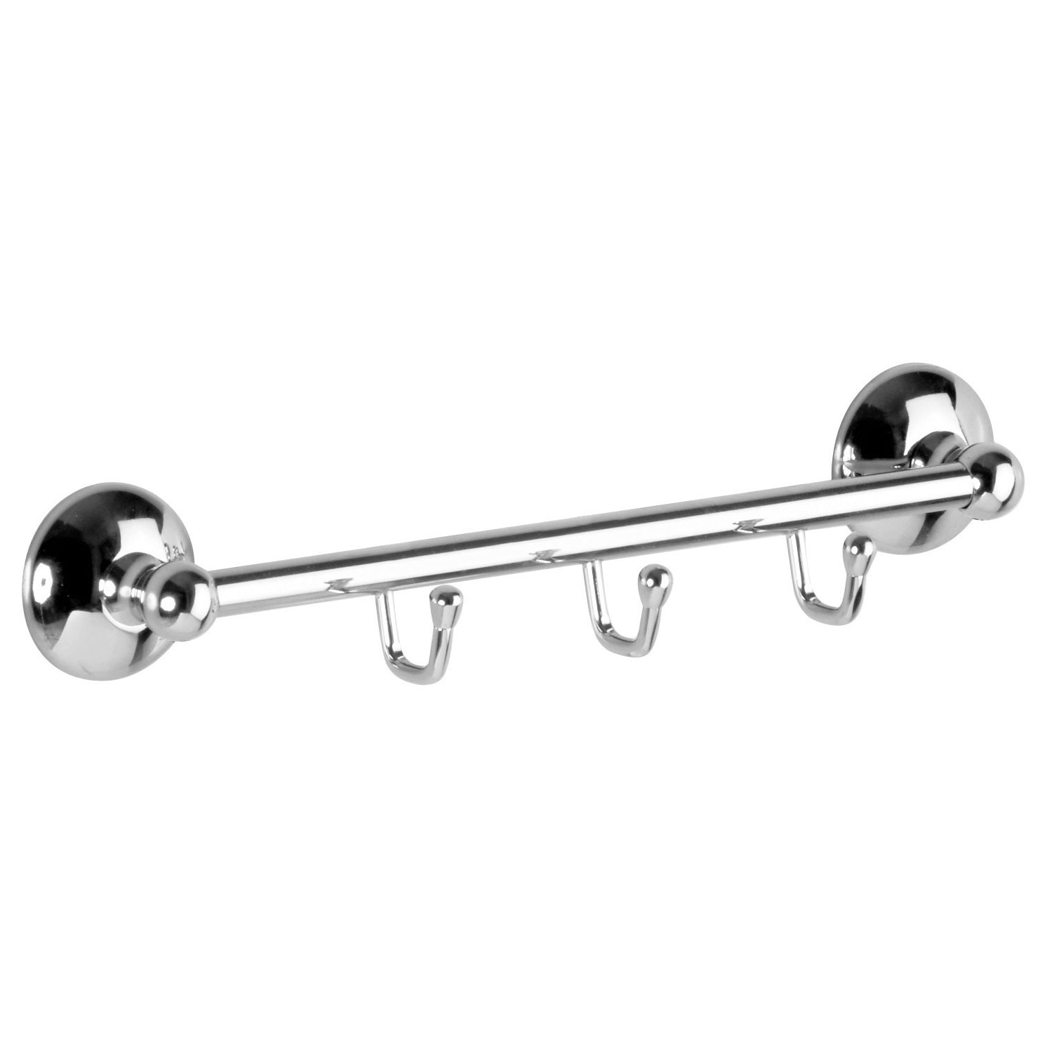Cuier de baie, prindere pe perete, 3 agatatori, gri cromat, metal, 34 x ...