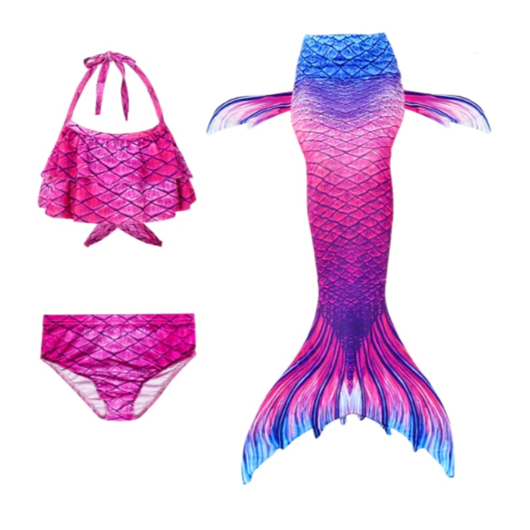 Set 3 piese Costum Sirena Printesa Ariel THK®, include top, slip, coada ...
