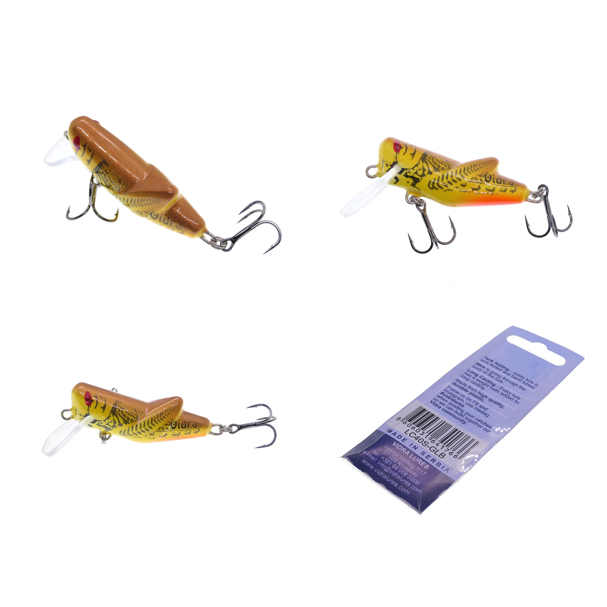 Set 4 voblere insecte, Wobbler Vidra Locust 4cm, 4gr, Sinking, pescuit ...