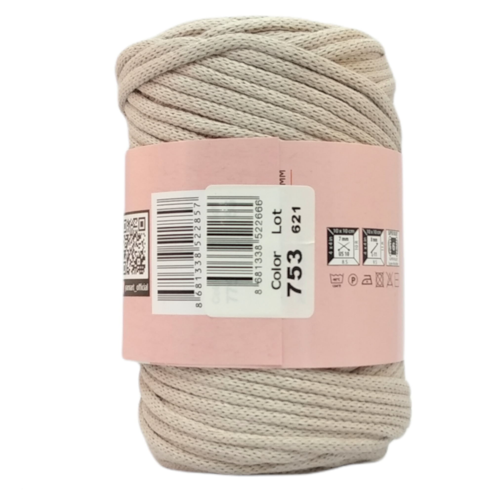 Snur Macrame, Yarnart, Bumbac\Poliester\Viscoza, 85m, Bej, 250g - eMAG.ro