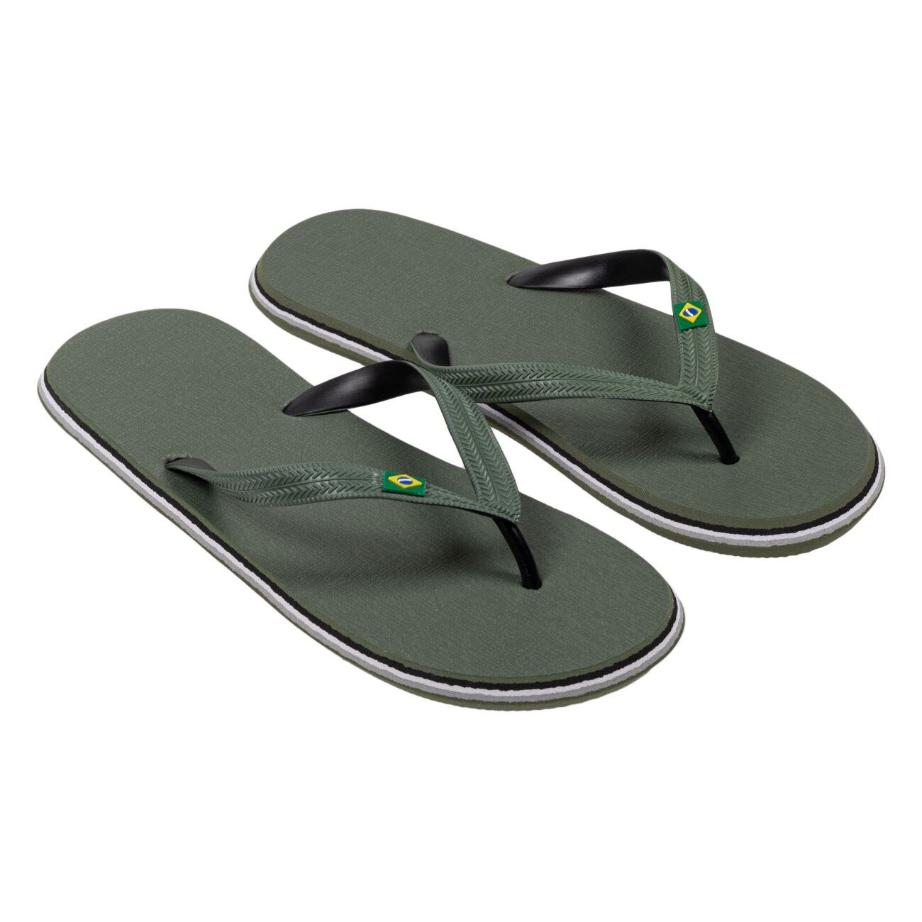 Slapi barbati, kaki, model drapel Brazilia, polimer, 41-42 - eMAG.ro