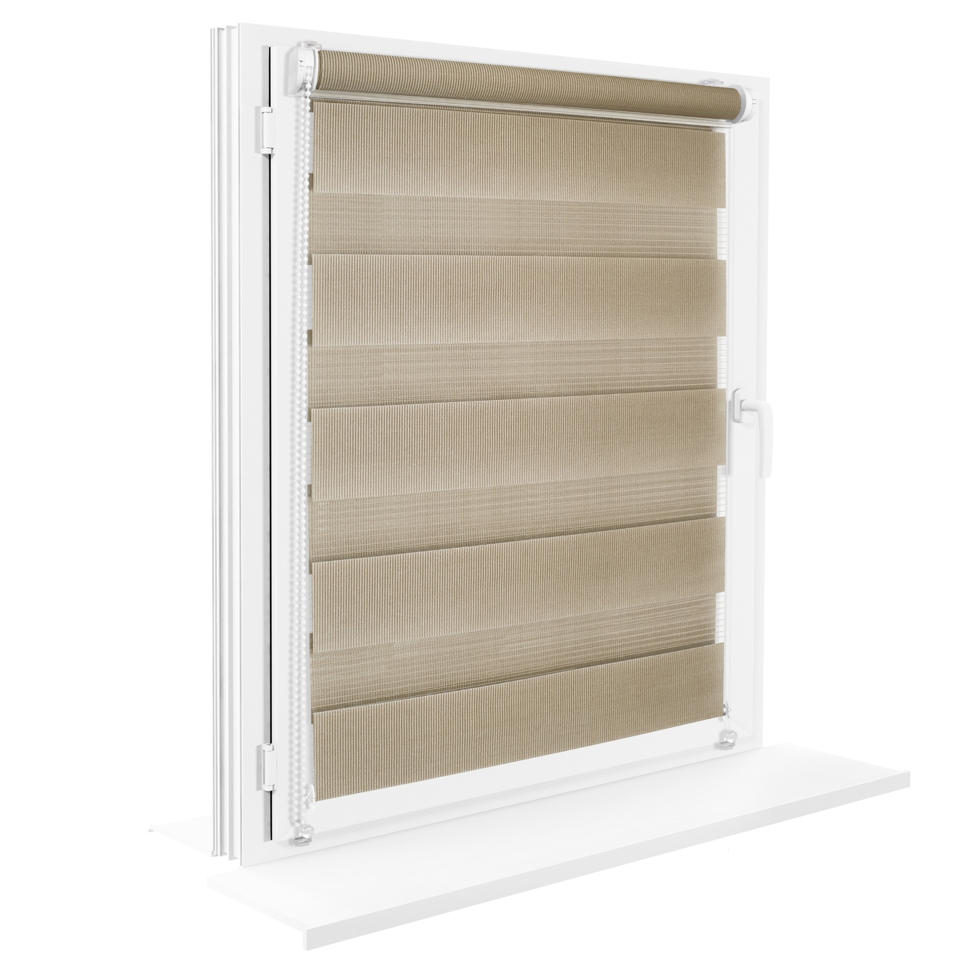 Roleta textila, Clasica, Zi si Noapte, P+R, 62 cm x 150 cm, maro ...