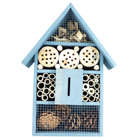 Casa insecte, Lemn, 10.5 cm x 26 cm x 37.5 cm, Albastru - eMAG.ro
