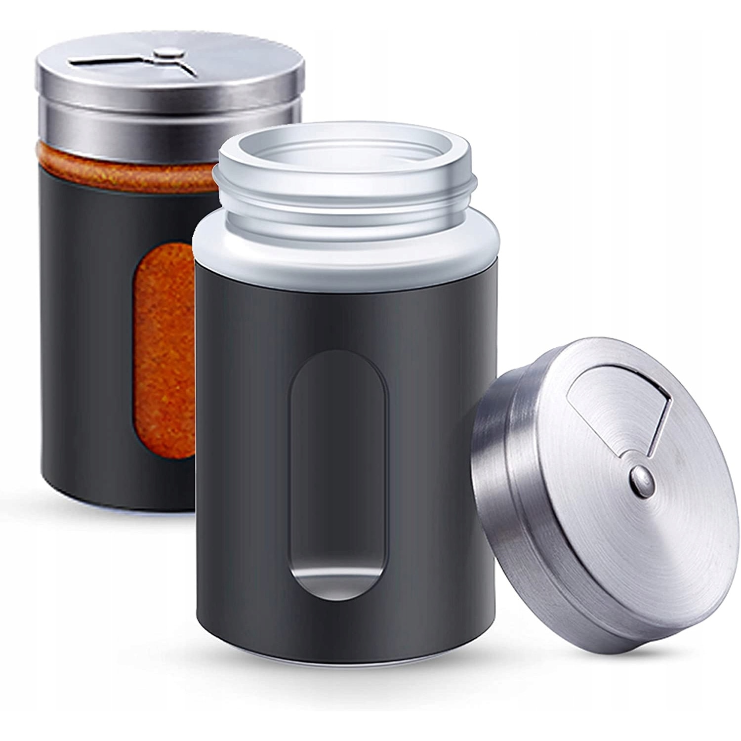 Set 5 borcane pentru condimente, Absolu Chic, 80 ml, Negru - eMAG.ro