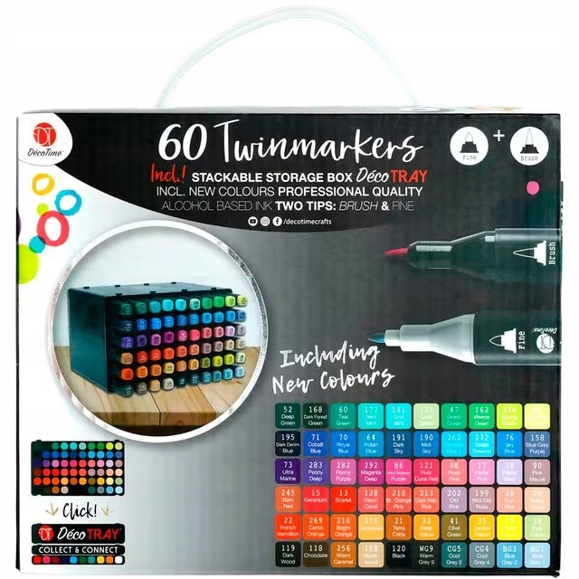 Set 60 de markere cu alcool, Decotime, Multicolor - eMAG.ro