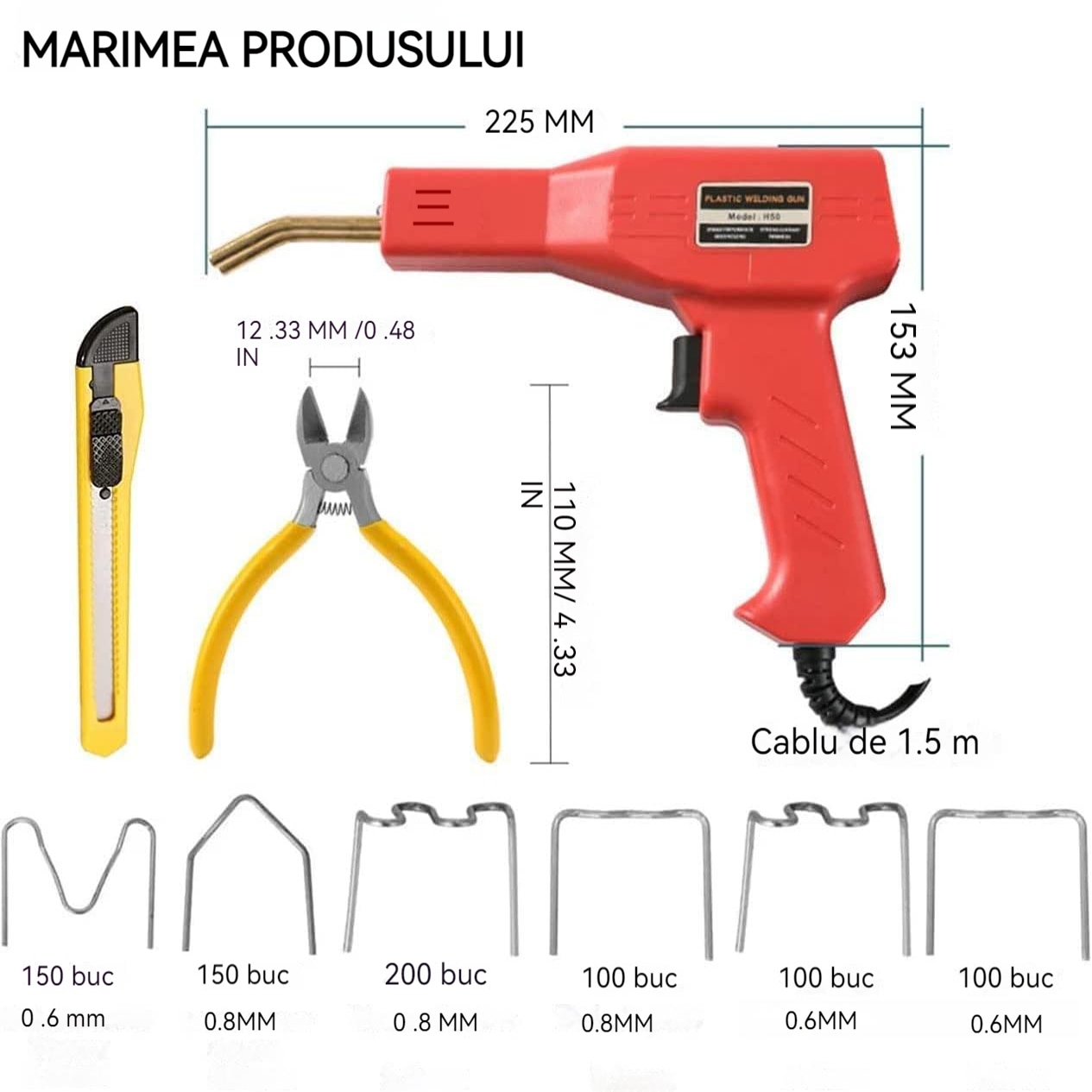Pistol Profesional pentru lipit / sudat plastic, Vaxiuja, 50W, 200 ...