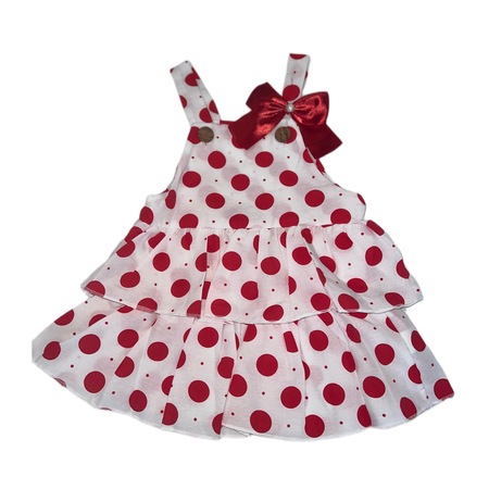 Rochie alba cu buline rosii si fundita, pentru fete, 4 ani - eMAG.ro