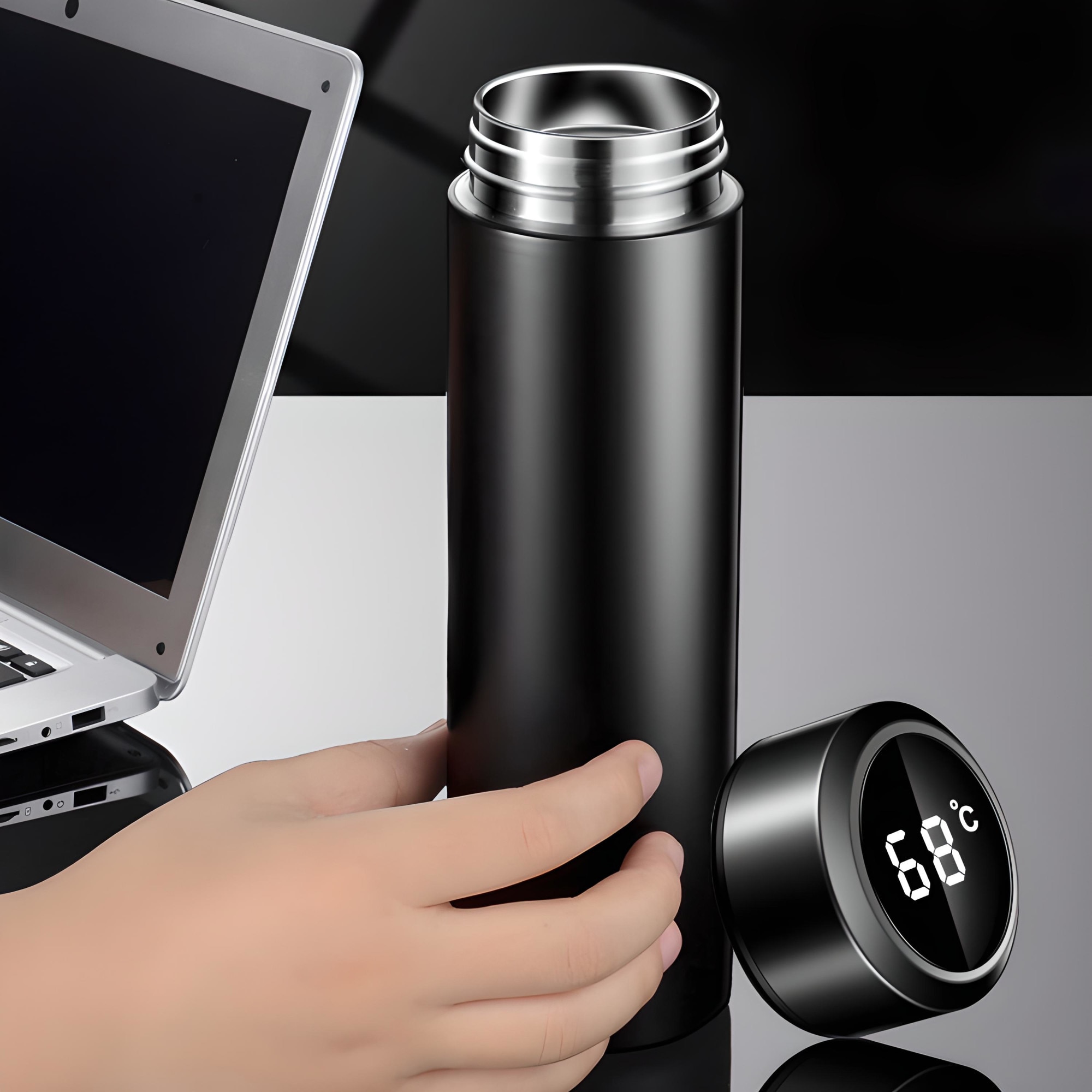 Termos Inteligent din Otel Inoxidabil cu Ecran LCD, Fara BPA, 500ml ...