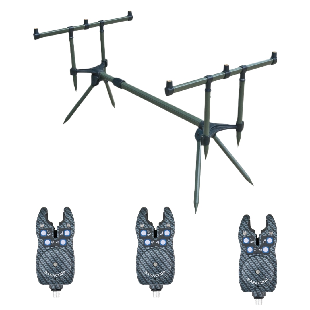Комплект за риболов Rod Pod с 3 станции и 3 сирени - eMAG.bg