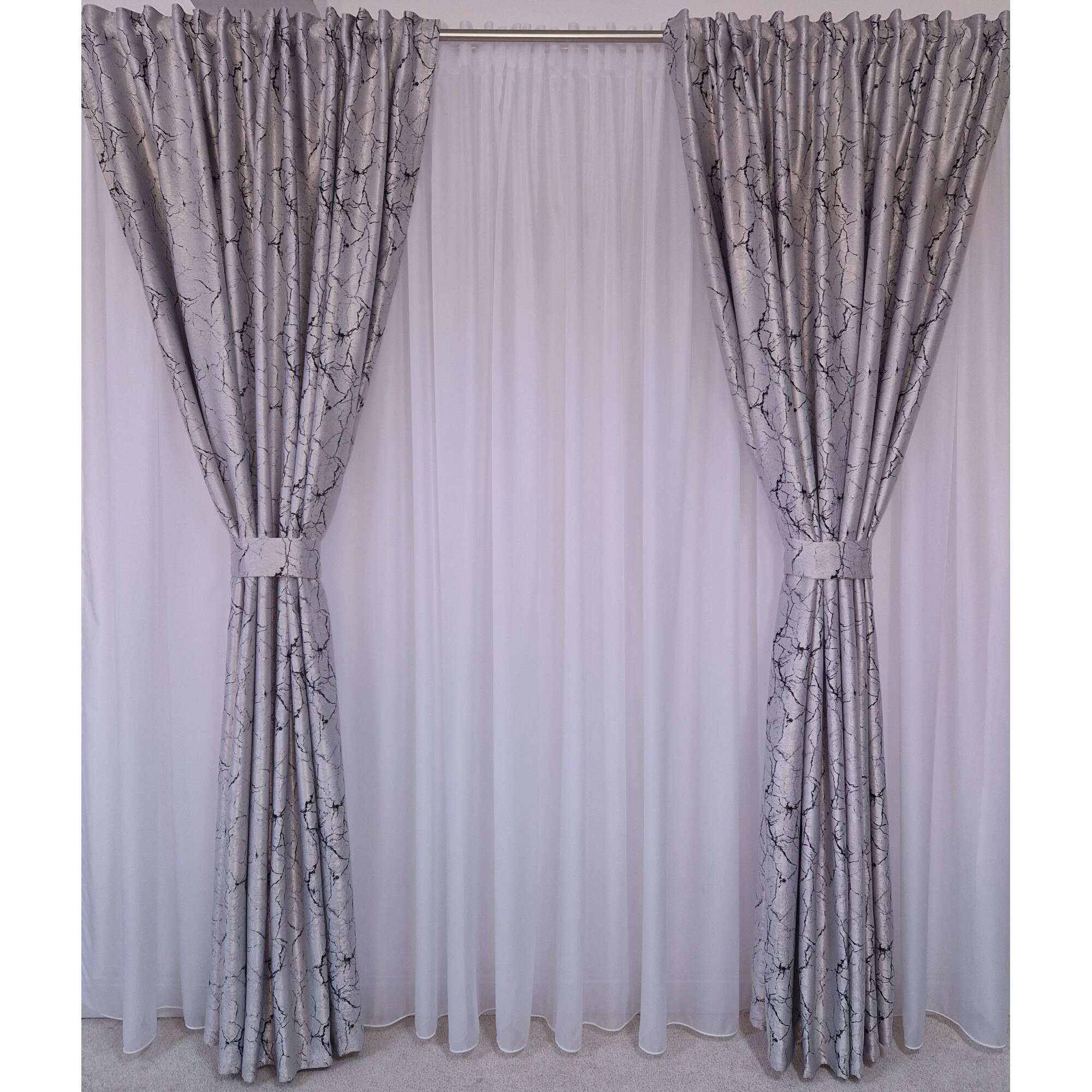 Draperie Gri-Negru 2 buc x 150 x 220 - eMAG.ro