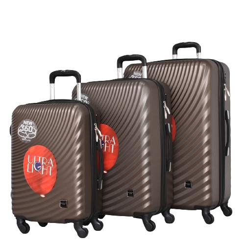 Set valize, Perfect line, ABS, 77 x 31 x 50 cm, Extender, Maro, 3 piese ...