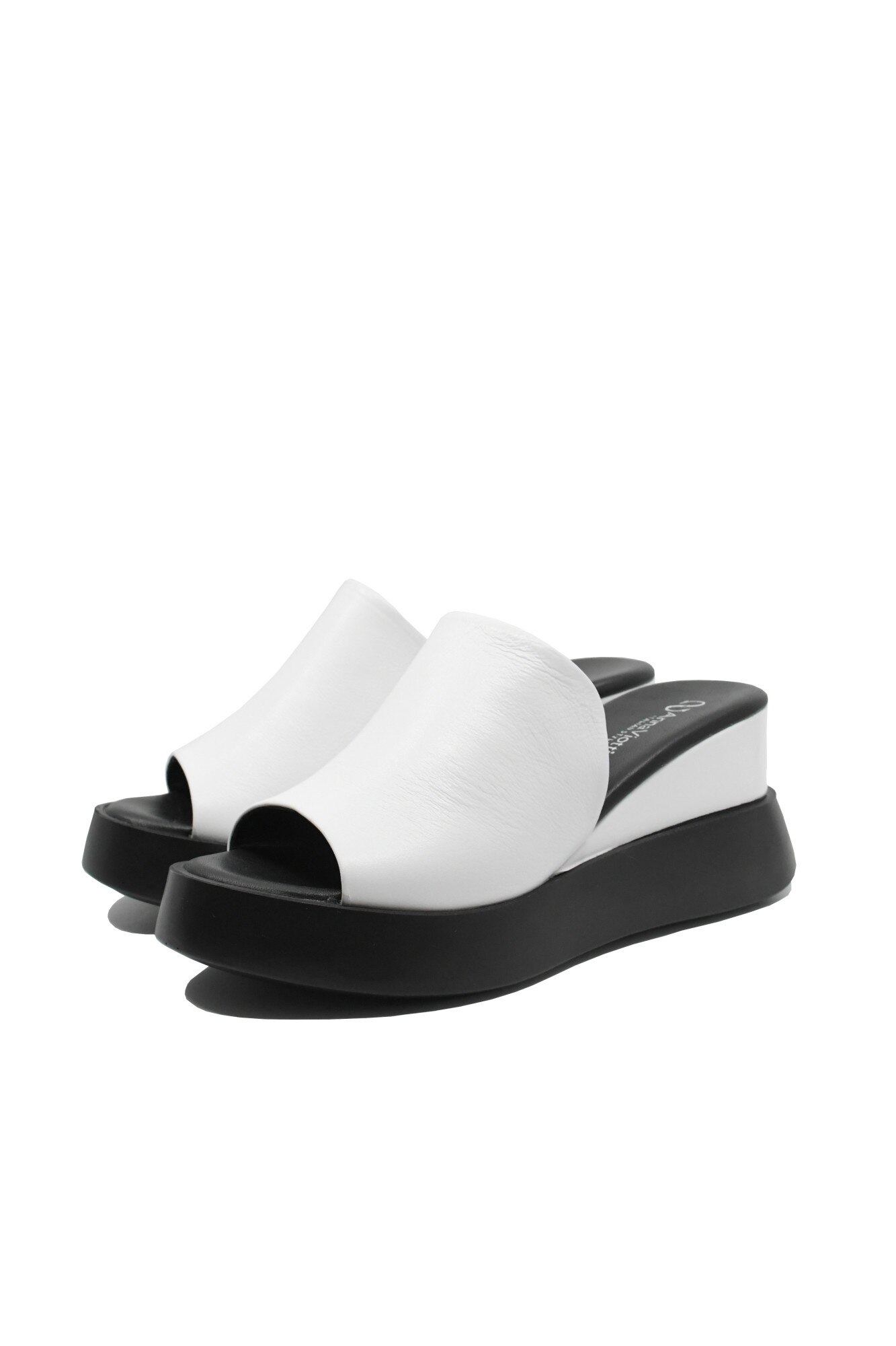 Saboti dama Anna Viotti albi cu platforma, din piele naturala, 38 EU ...