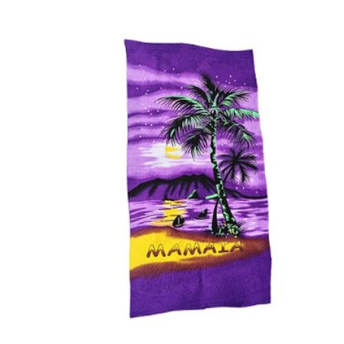 Prosop plaja, 70 x 140 cm, model cu palmier, Mov - eMAG.ro