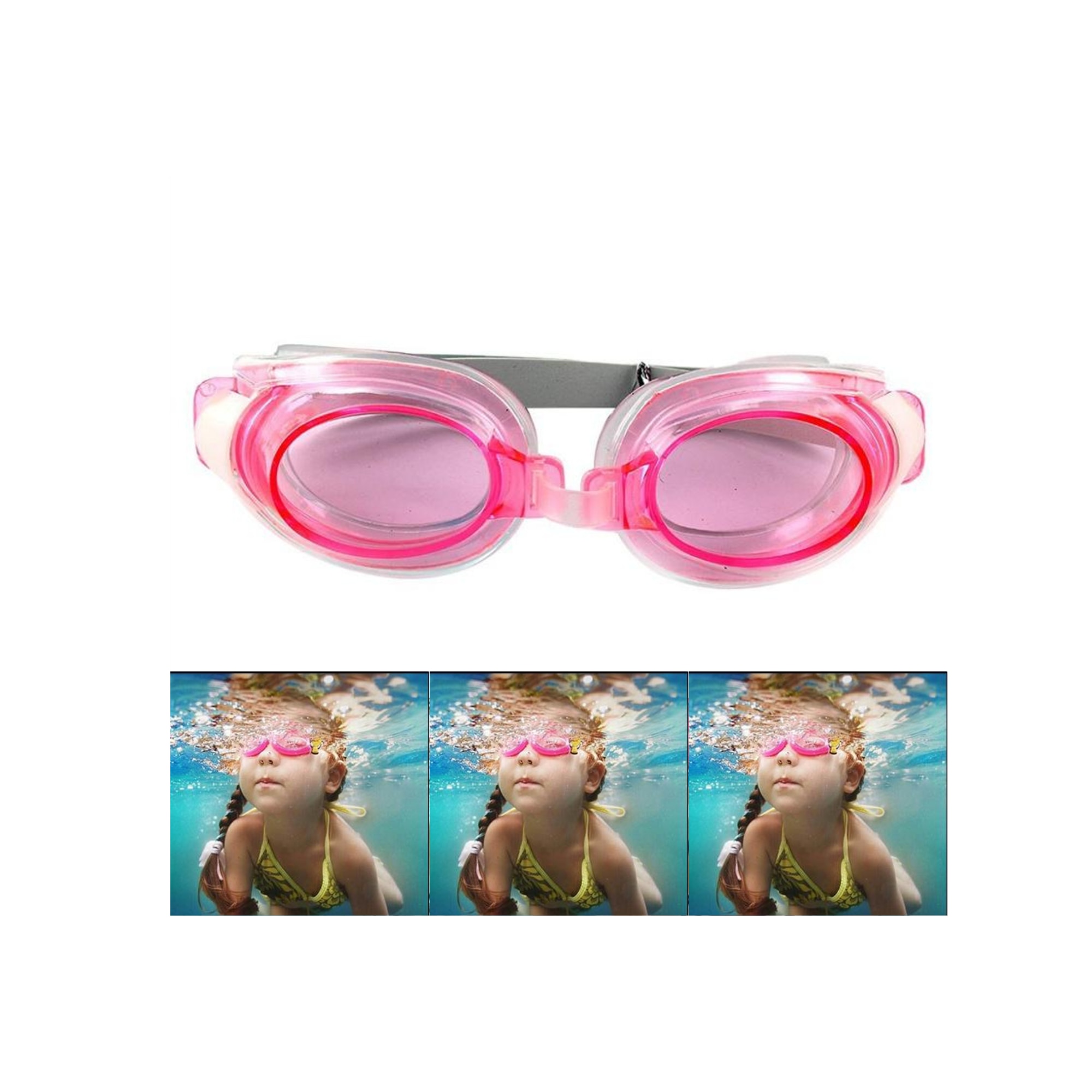 Set Ochelari Inot Pentru Copii, Dopuri Pentru Urechi si Clips Nas, Roz ...