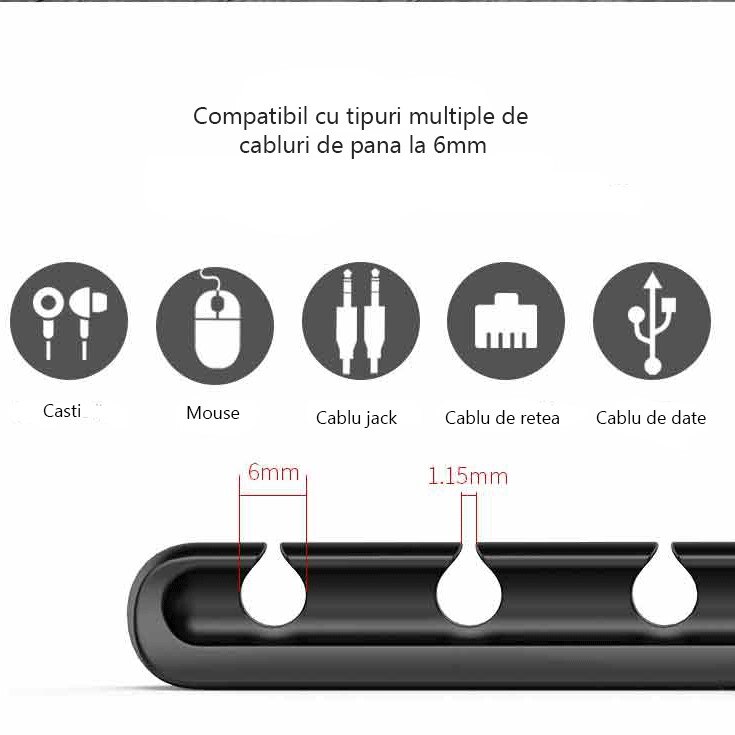 Set 2 organizatoare si 2 protectii cabluri, Tzachebot, din silicon cu ...