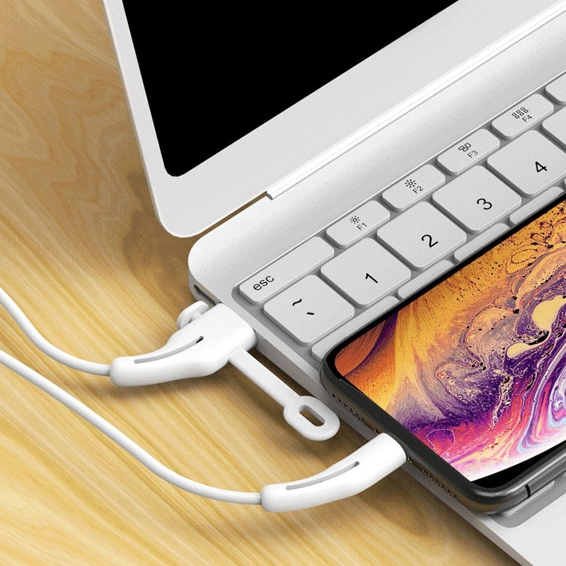 Set 2 organizatoare si 2 protectii cabluri, Tzachebot, din silicon cu ...