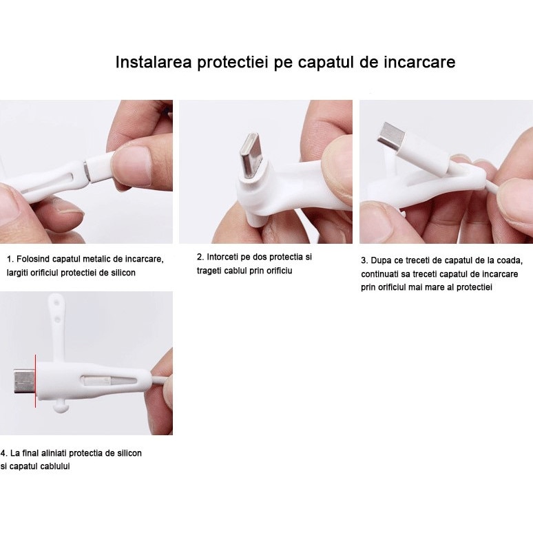 Set 2 organizatoare si 2 protectii cabluri, Tzachebot, din silicon cu ...
