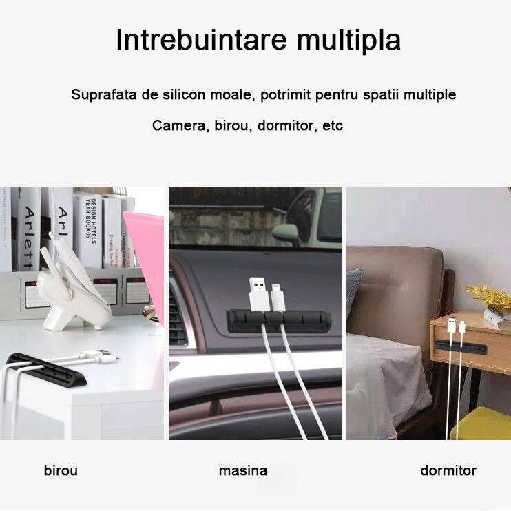 Set 2 organizatoare si 2 protectii cabluri, Tzachebot, din silicon cu ...